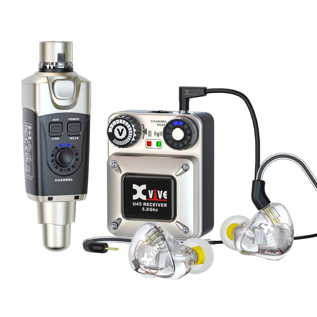 Xvive 5.8GHz Wireless In-Ear System Plus In-Ear Monitors and Case ...