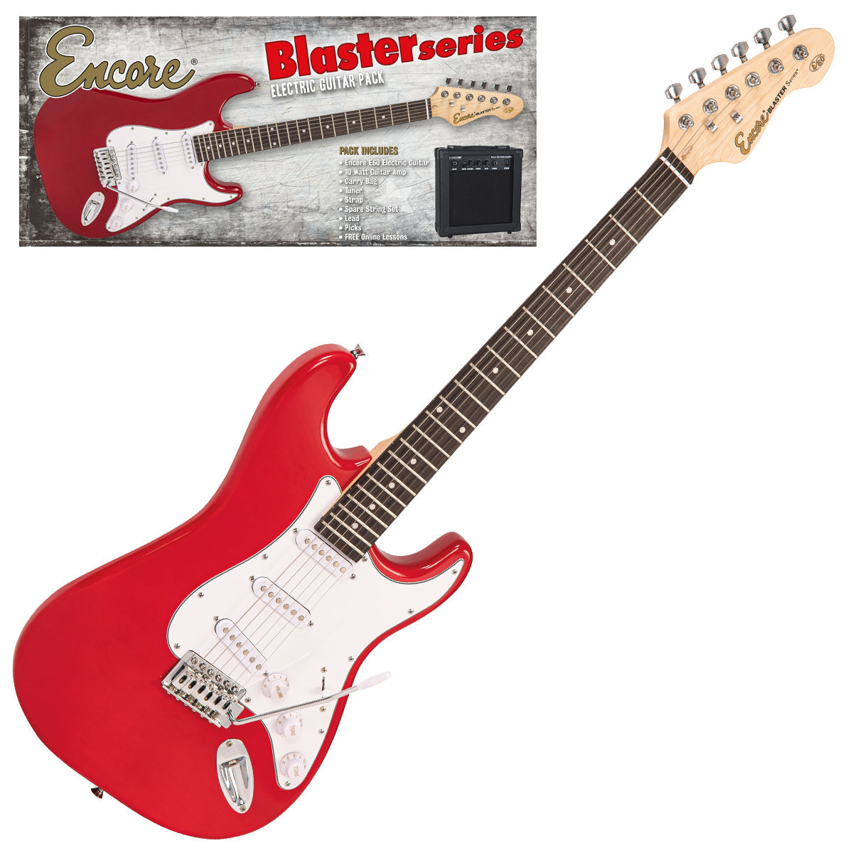 Encore Blaster E60 Electric Guitar Pack ~ Gloss Red – Ivor Mairants ...
